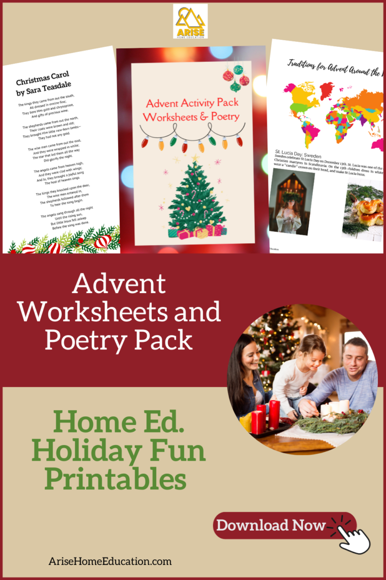 Advent Worksheet and Poetry Pack Printable - Arise Home Education