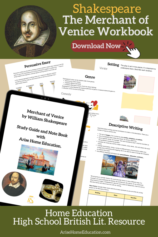 Merchant of Venice Literature Study Workbook - Arise Home Education